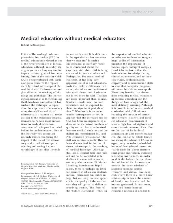 (PDF) Medical education without medical educators