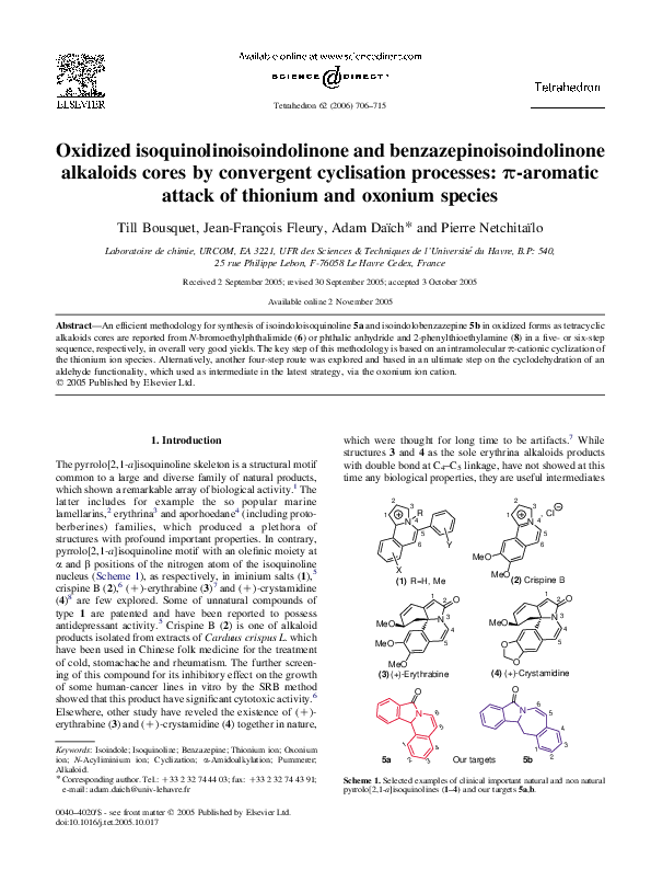 (PDF) Oxidized isoquinolinoisoindolinone and benzazepinoisoindolinone ...