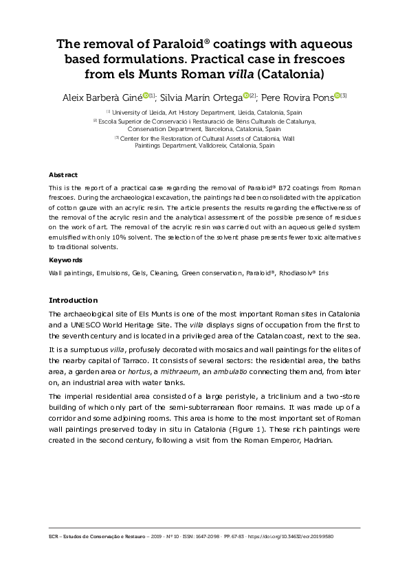 (PDF) The removal of Paraloid ® coatings with aqueous based ...
