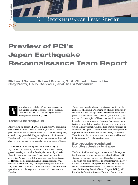 (PDF) Preview of PCI’s Japan Earthquake Reconnaissance Team Report