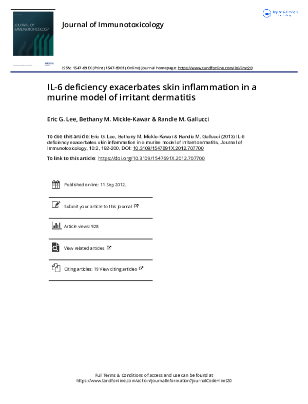 (PDF) IL-6 deficiency exacerbates skin inflammation in a murine model ...