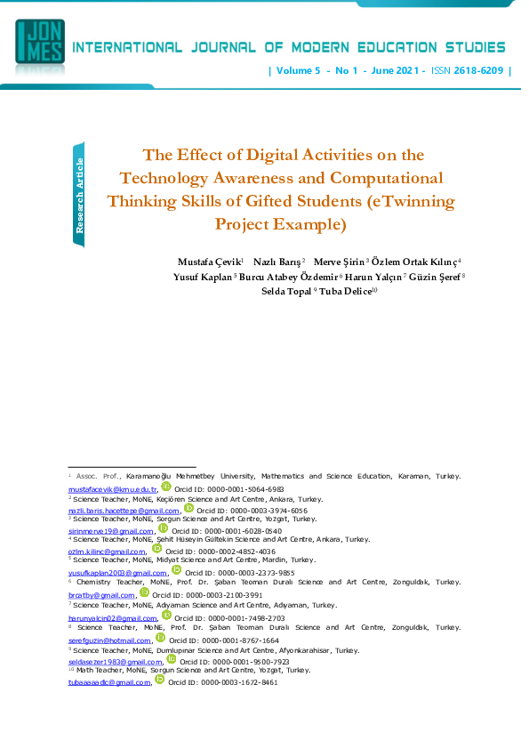 (PDF) The Effect of Digital Activities on the Technology Awareness and Computational Thinking ...