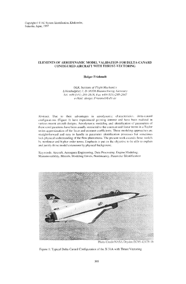 (PDF) Elements of Aerodynamic Model Validation for Delta-Canard ...