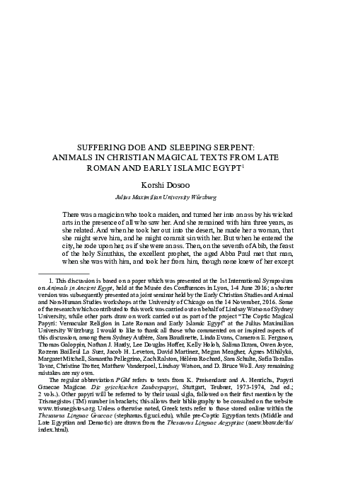 (PDF) Suffering Doe and Sleeping Serpent: Animals in Christian Magical ...
