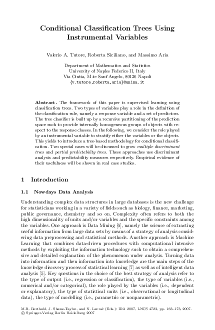 (PDF) Conditional Classification Trees Using Instrumental Variables