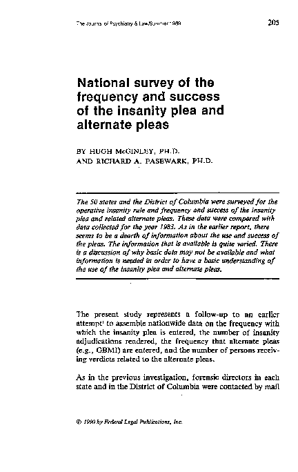 (PDF) National Survey of the Frequency and Success of the Insanity Plea ...