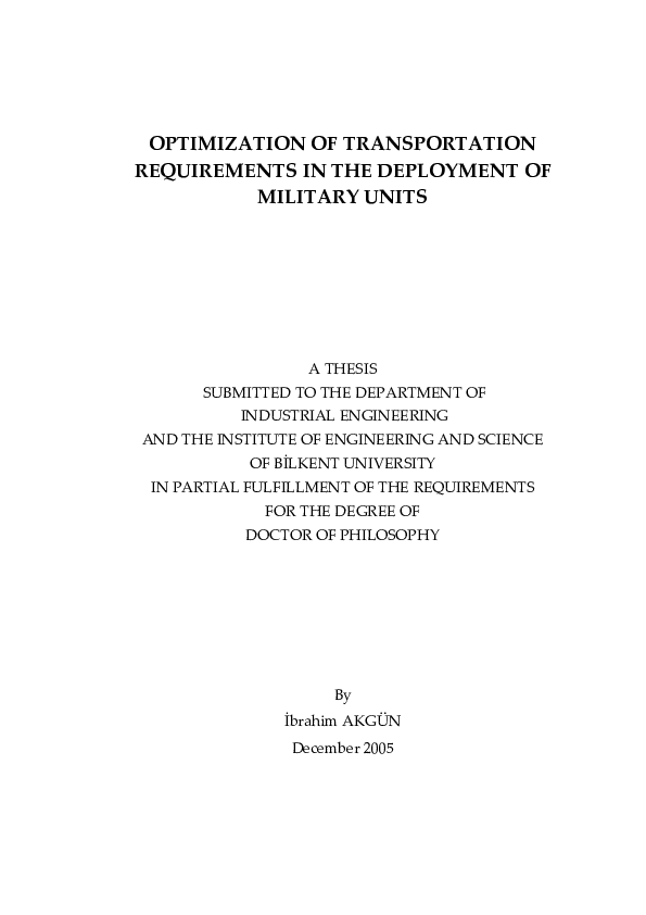 (PDF) Optimization of transportation requirements in the deployment of military units