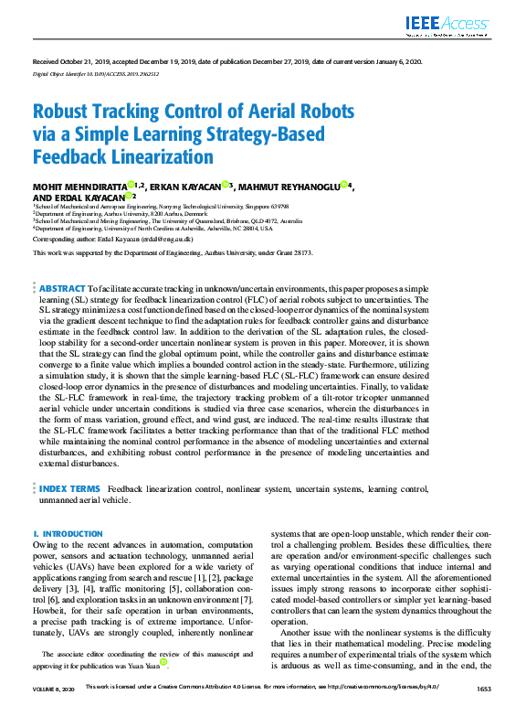 (PDF) Robust Tracking Control of Aerial Robots Via a Simple Learning Strategy-Based Feedback ...