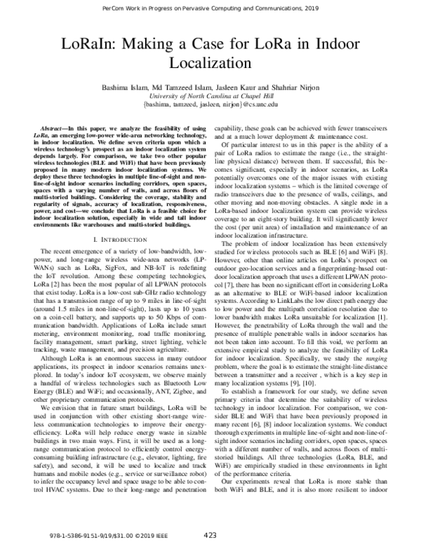 (PDF) LoRa for Effective Indoor Localization