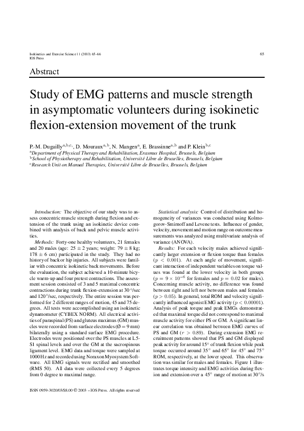 (PDF) Study of EMG patterns and muscle strength in asymptomatic ...