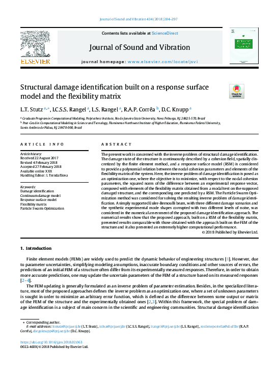 (PDF) Structural damage identification built on a response surface model and the flexibility matrix