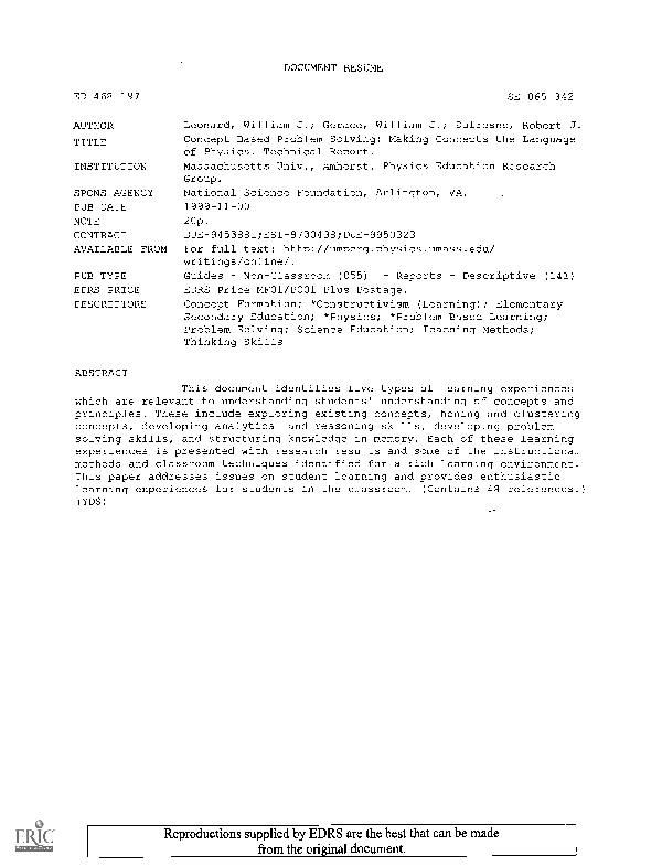 (PDF) Concept-Based Problem Solving: Making Concepts the Language of ...