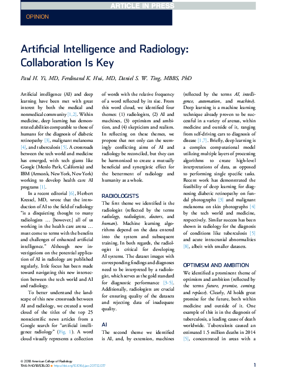 (PDF) Artificial Intelligence and Radiology: Collaboration Is Key (PDF) Artificial Intelligence and Radiology: Collaboration Is Key