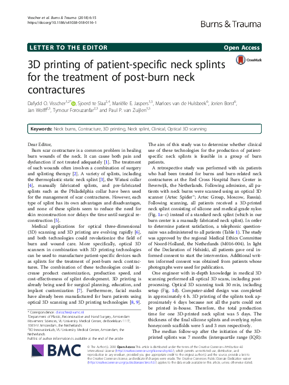 (PDF) 3D printing of patient-specific neck splints for the treatment of ...