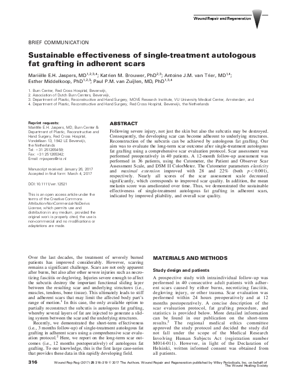(PDF) Sustainable effectiveness of single-treatment autologous fat ...