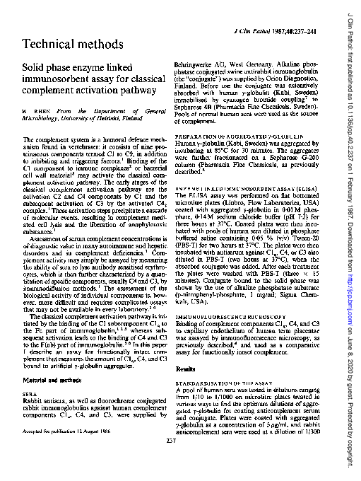 (PDF) Solid phase enzyme linked immunosorbent assay for classical complement activation pathway ...