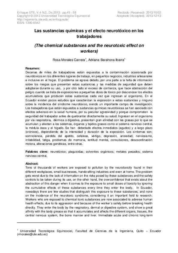 (PDF) Las sustancias químicas y el efecto neurotóxico en los ...
