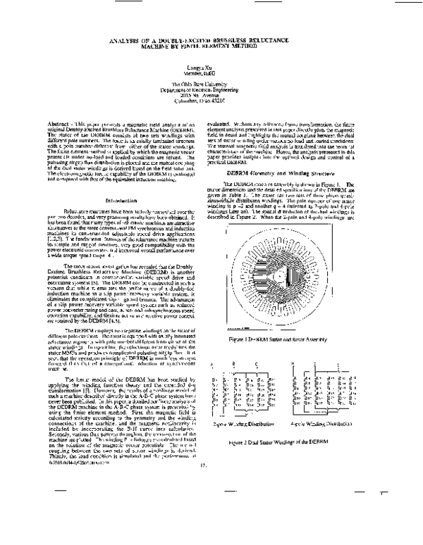 (PDF) Analysis of a doubly-excited brushless reluctance machine by finite element method