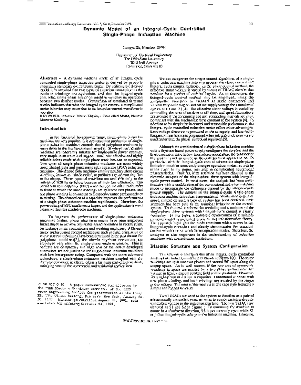 (PDF) Dynamic model of an integral-cycle controlled single-phase induction machine
