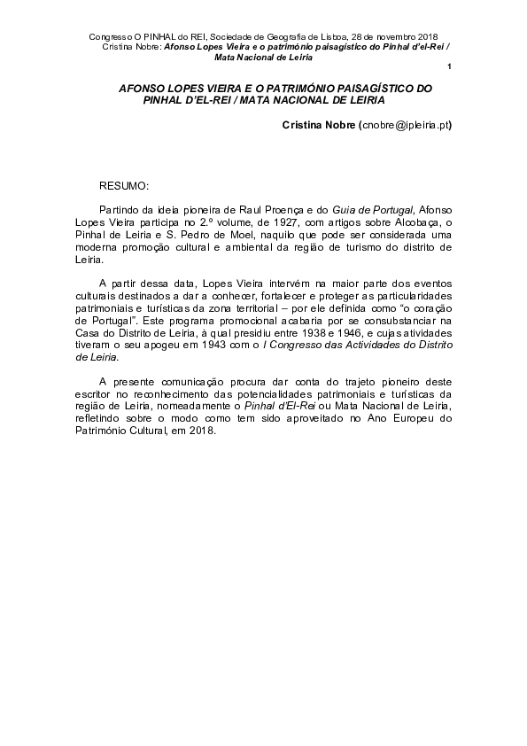 (PDF) Afonso Lopes Vieira e o património paisagístico do Pinhal d’el ...