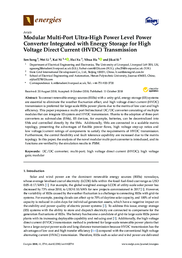 (PDF) Modular Multi-Port Ultra-High Power Level Power Converter Integrated with Energy Storage ...