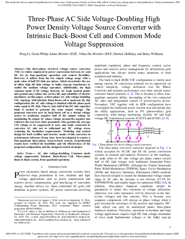 (PDF) Three-Phase AC Side Voltage-Doubling High Power Density Voltage Source Converter with ...