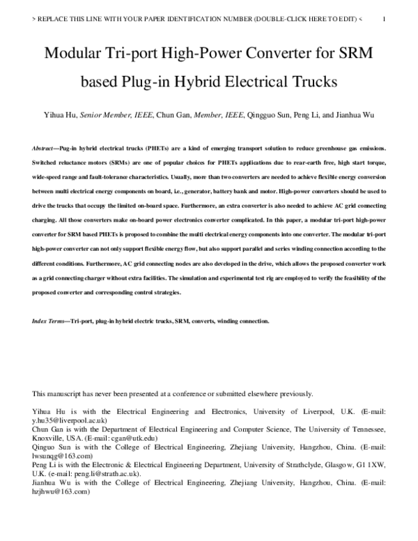 (PDF) Modular Tri-Port Converter for Hybrid Trucks