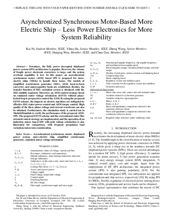 (PDF) Asynchronized Synchronous Motor-Based More Electric Ship—Less ...