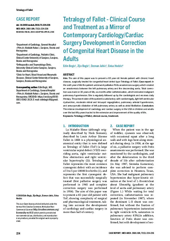 (PDF) Tetralogy of Fallot - Clinical Course and Treatment as a Mirror of Contemporary Cardiology ...