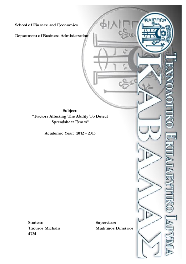 (PDF) Factors Affecting the Ability to Detect Spreadsheet Errors