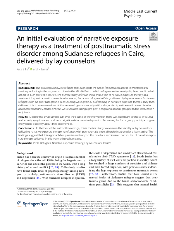 (PDF) An initial evaluation of narrative exposure therapy as a ...
