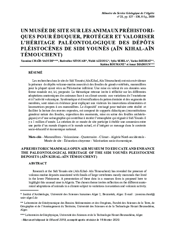 (PDF) A PREHISTORIC MAMMALS OPEN AIR MUSEUM TO EDUCATE AND ENHANCE THE ...