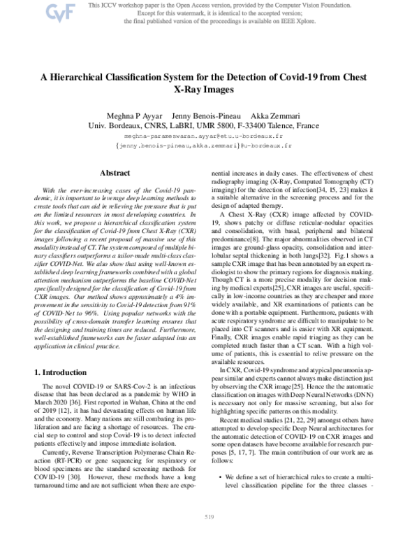 (PDF) A Hierarchical Classification System for the Detection of Covid ...