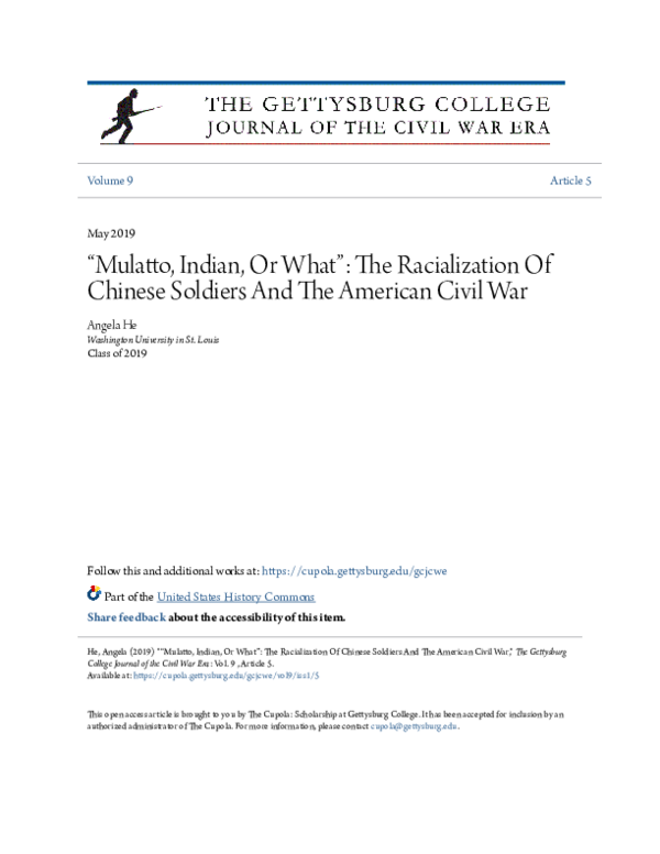 (PDF) “Mulatto, Indian, Or What”: The Racialization Of Chinese Soldiers ...