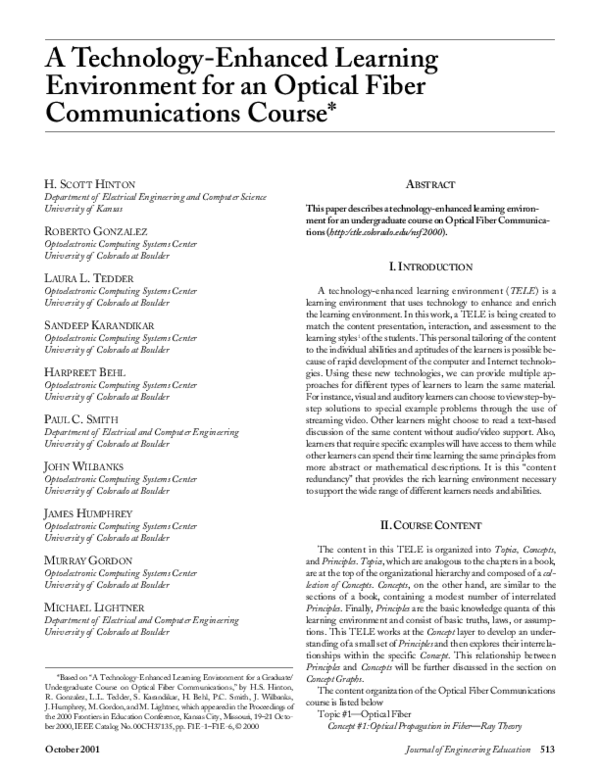 (PDF) A Technology-Enhanced Learning Environment for an Optical Fiber ...