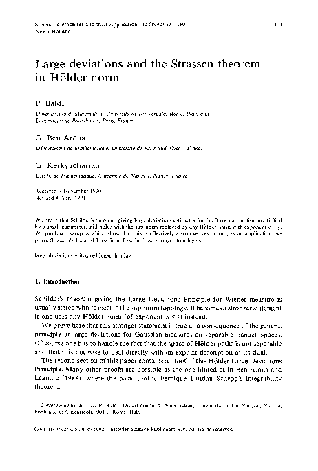 (PDF) Large deviations and the Strassen theorem in Hölder norm | Gerard Kerkyacharian - Academia.edu