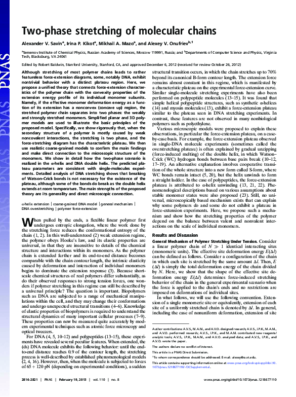 (PDF) Two-phase stretching of molecular chains | Alexey Onufriev ...