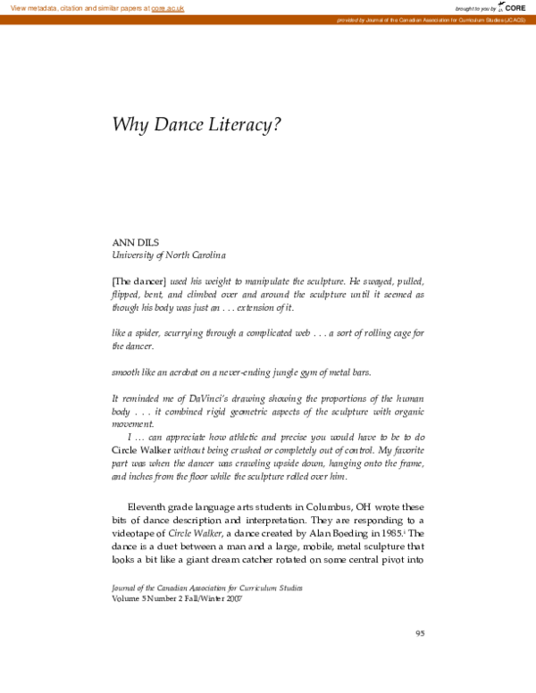 (PDF) Why Dance Literacy?