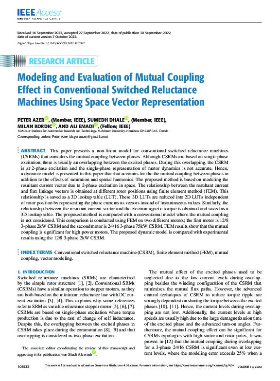 (PDF) Modeling and Evaluation of Mutual Coupling Effect in Conventional Switched Reluctance ...