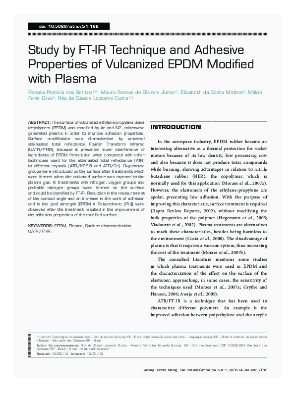 (PDF) Study by FT-IR Technique and Adhesive Properties of Vulcanized ...
