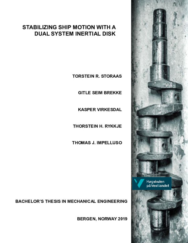 (PDF) Stabilizing Ship Motion With a Dual System Inertial Disk