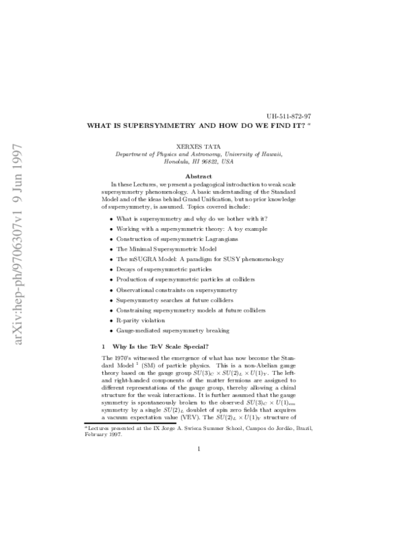 (PDF) What Is Supersymmetry And How Do We Find It?