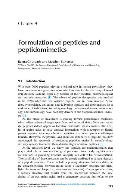 (PDF) Formulation of peptides and peptidomimetics