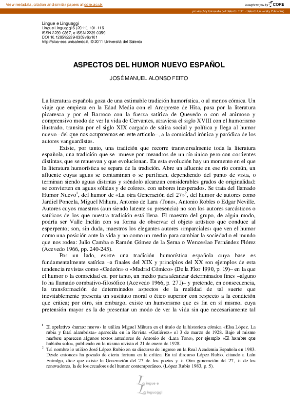 (PDF) Aspectos del humor nuevo español