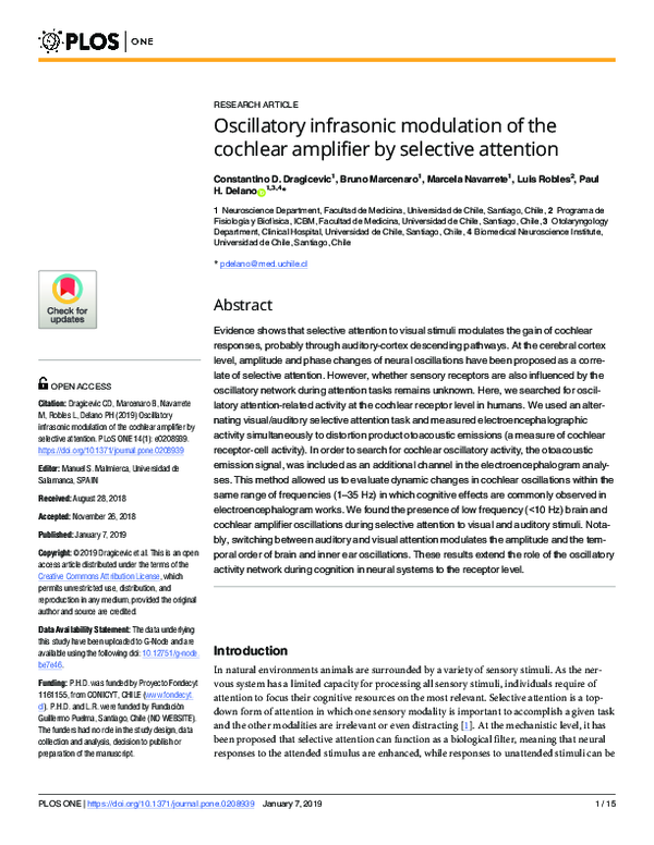 Pdf Oscillatory Infrasonic Modulation Of The Cochlear Amplifier By Selective Attention