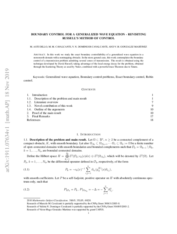 (PDF) Boundary Control for a Generalized Wave Equation -- Revisiting Russell's Method of Control