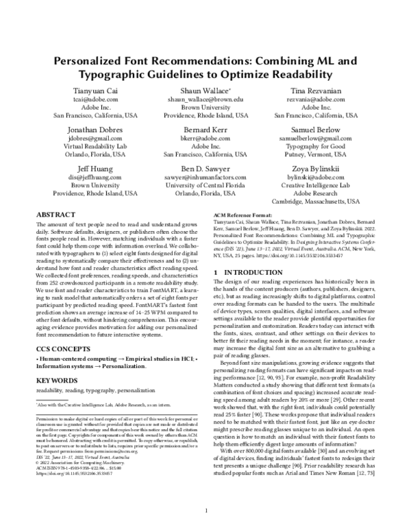 (PDF) Personalized Font Recommendations: Combining ML and Typographic ...