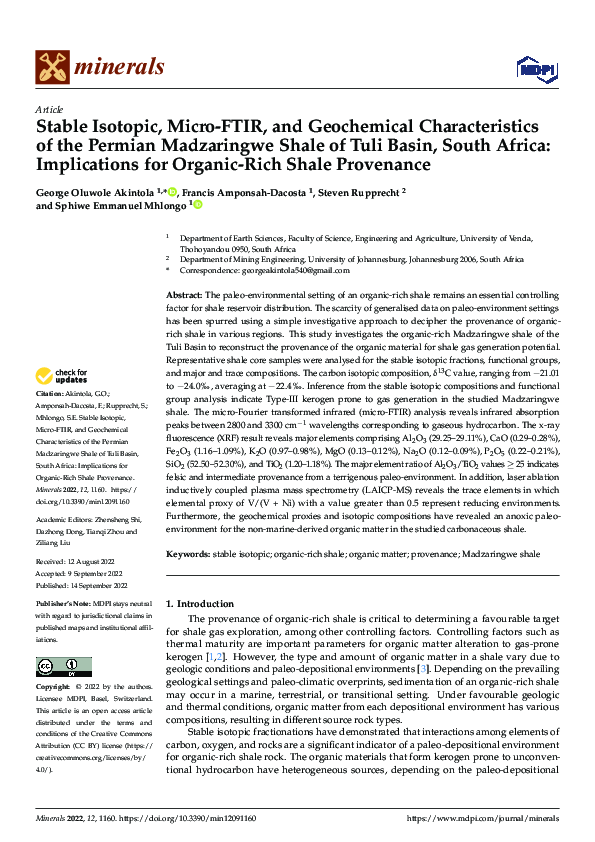 (PDF) Stable Isotopic, Micro-FTIR, and Geochemical Characteristics of ...
