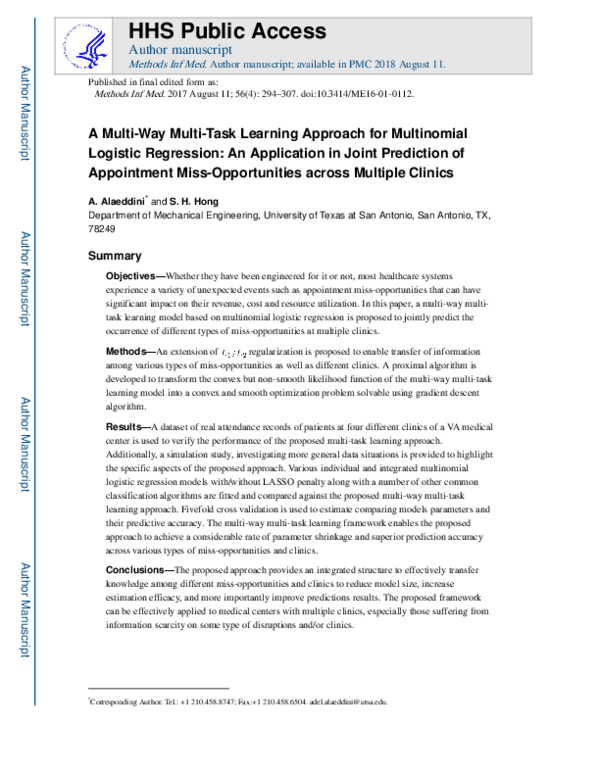 (PDF) A Multi-way Multi-task Learning Approach for Multinomial Logistic ...