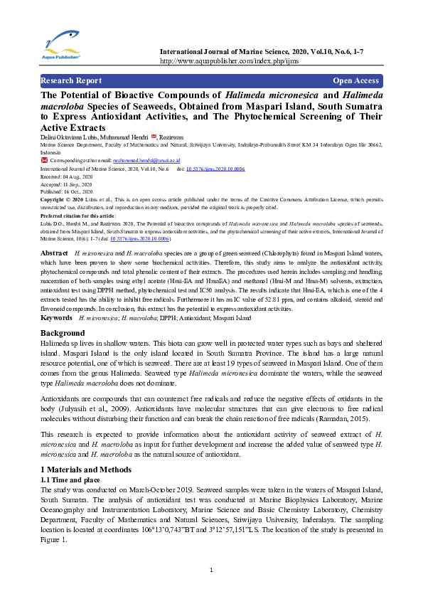 (PDF) Potential Bioactive Compound Seaweed Halimeda micronesica and ...